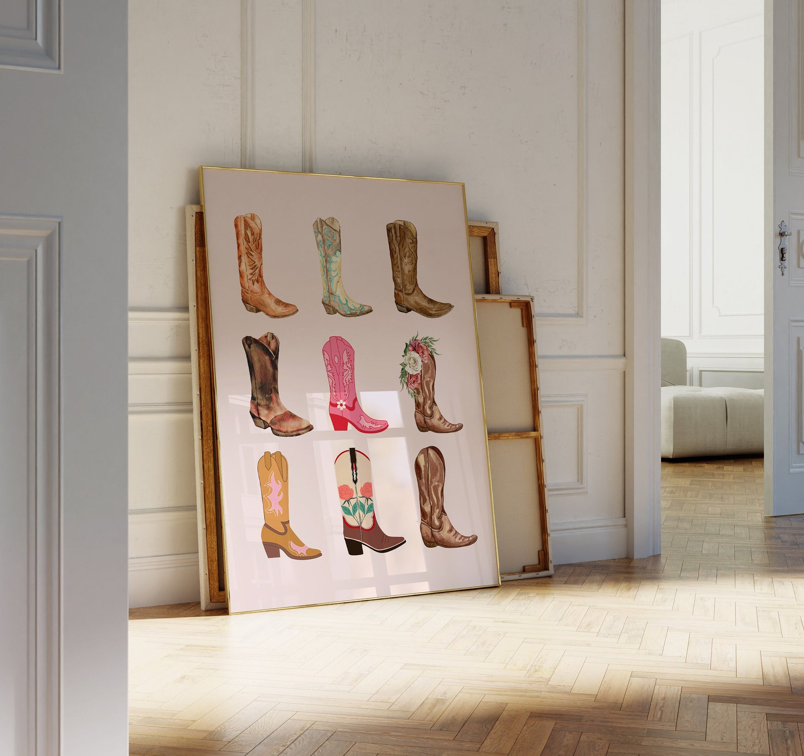 Cowgirl Boots Art Print-preppy Western Wall Art-howdy Rodeo Poster ...