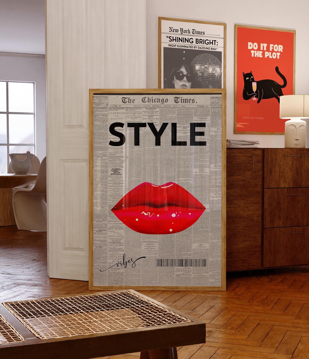 Lips Poster-70s Wall Print-preppy Poster-trendy Wall Print-retro Print ...