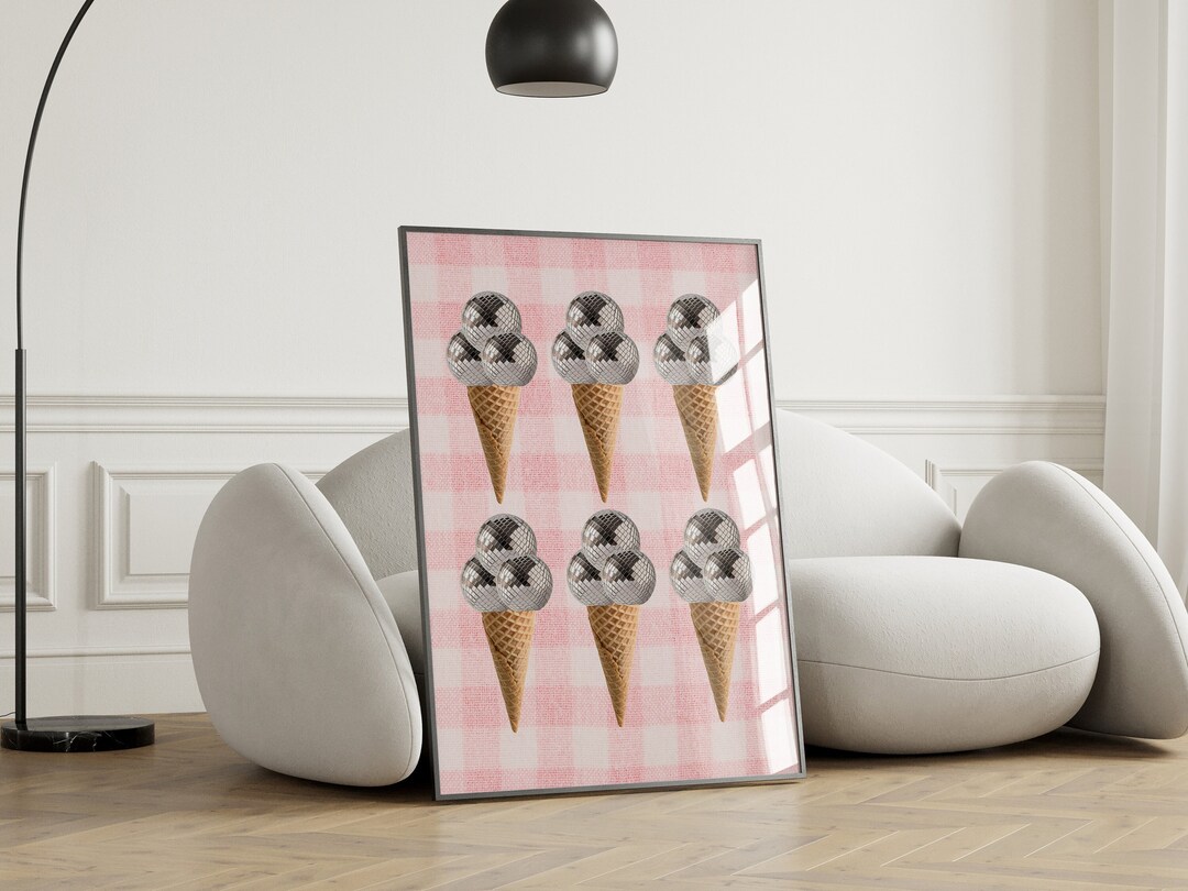 Disco Ice Cream Print-preppy Posters-trendy Wall Art-funky Wall Art ...