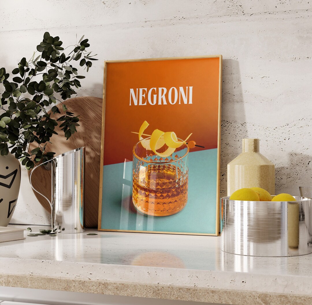 Negroni Art Print-negroni Decor-negroni Poster-bar Cart Decor-retro ...