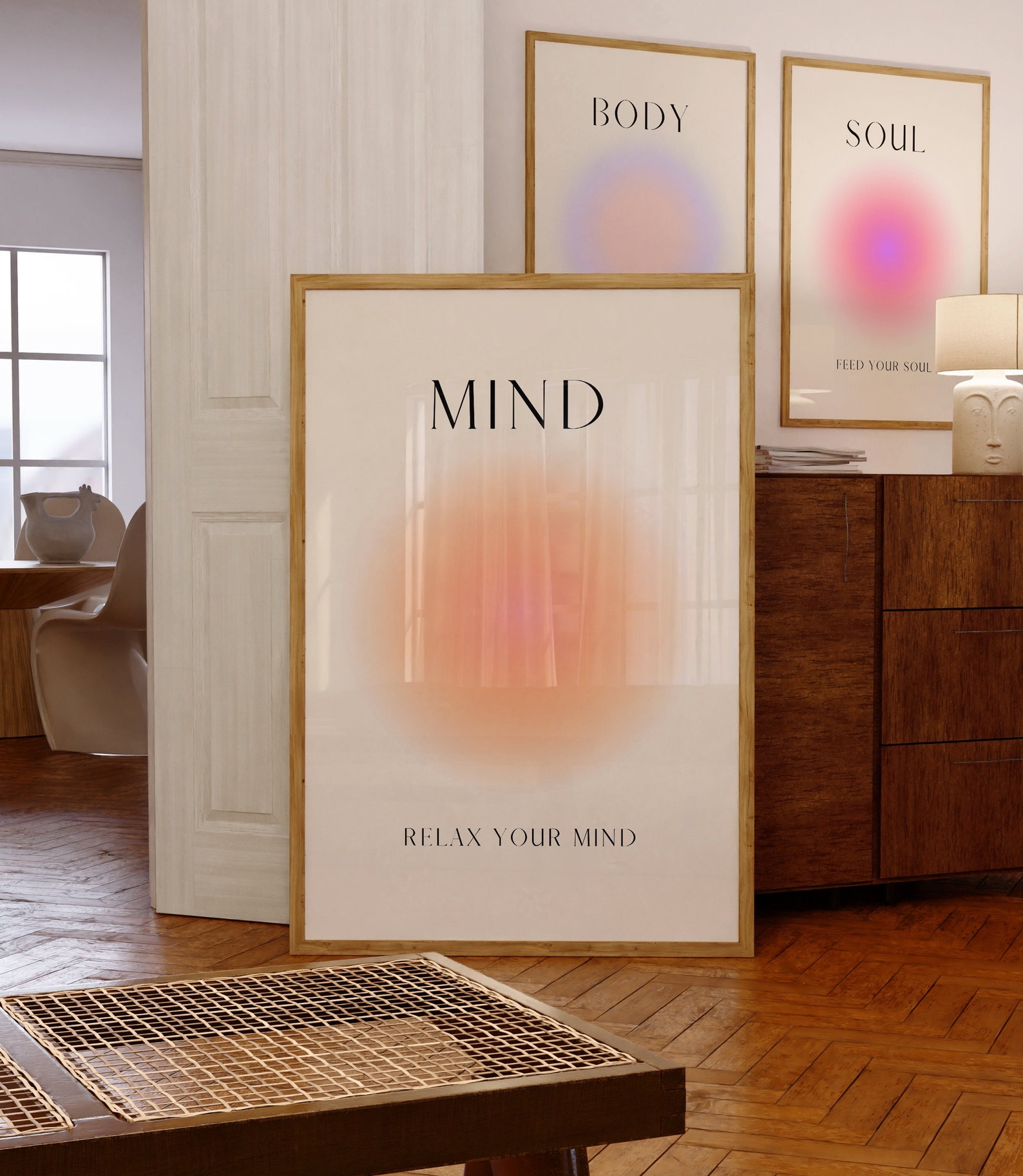 Positive Aura Posters Set of 3-spiritual Poster-y2k Aura Gradient Art ...