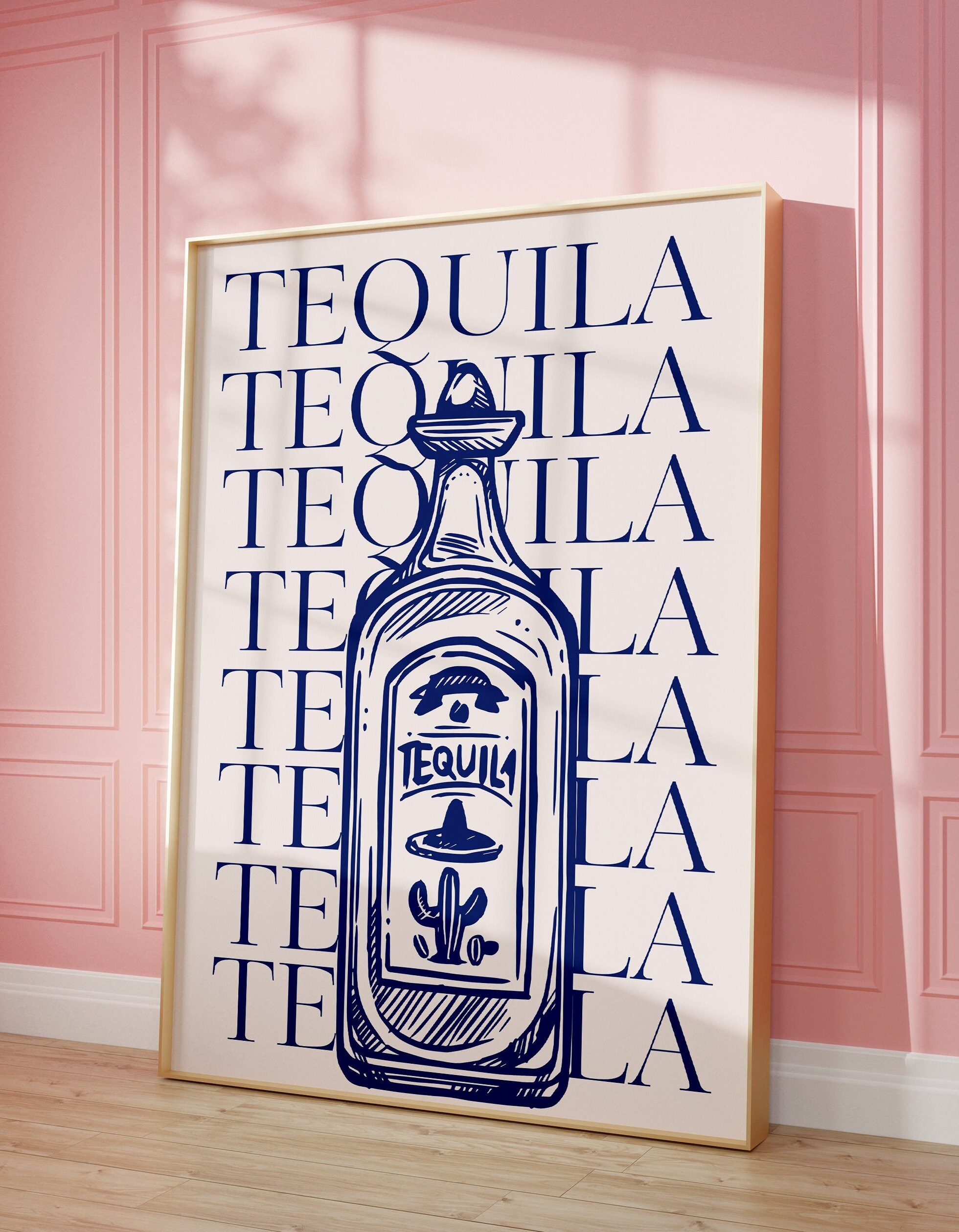 Tequila Art-bar Cart Art-tequila Poster-retro Bar Art-trendy Wall Art ...