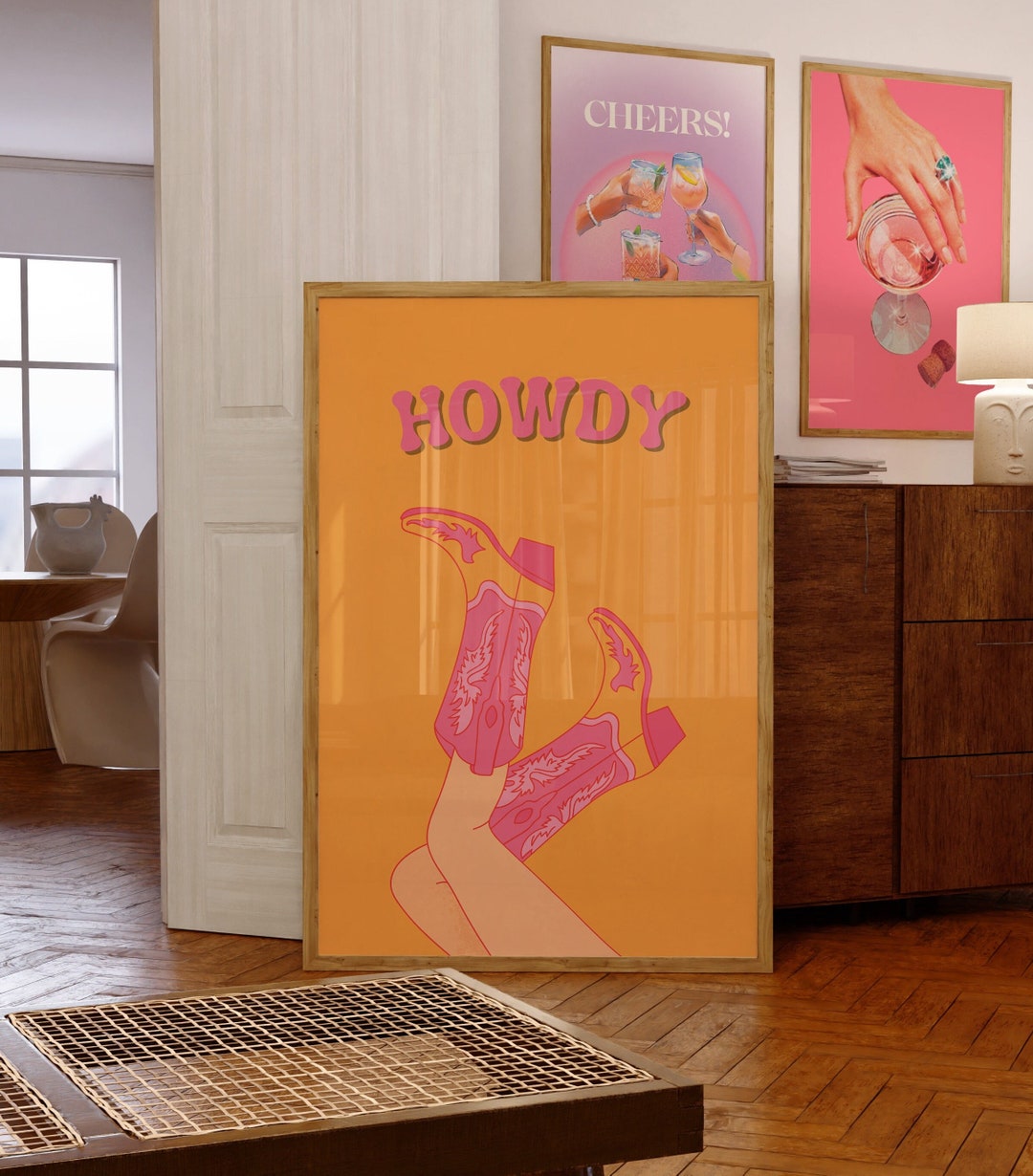 Cowgirl Boots Printable Art-preppy Western Wall Art-howdy Rodeo Poster ...