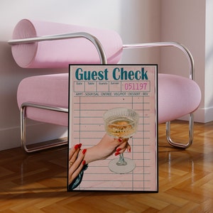 Retro Guest Check Cheers Cocktail Printable Art-trendy Guest Check ...