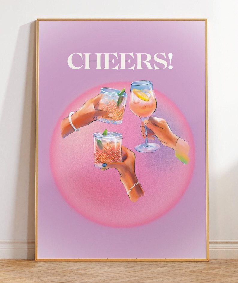 Vintage Cheers Poster-bar Art Print-trendy Art-aesthetic Girly - Etsy