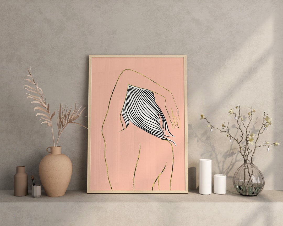 Female Back Line Art, Woman Back Line Art, Positive Ladys Back Digital ...