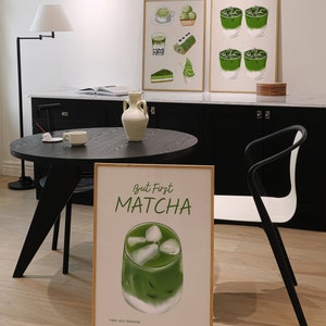 Set of 3 Matcha Kitchen Prints-trendy Matcha Latte Poster Set-retro ...