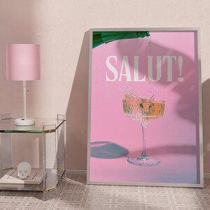 Retro Salut Cheers Art Print-preppy Bar Cart Art Decor-trendy Bar Art ...
