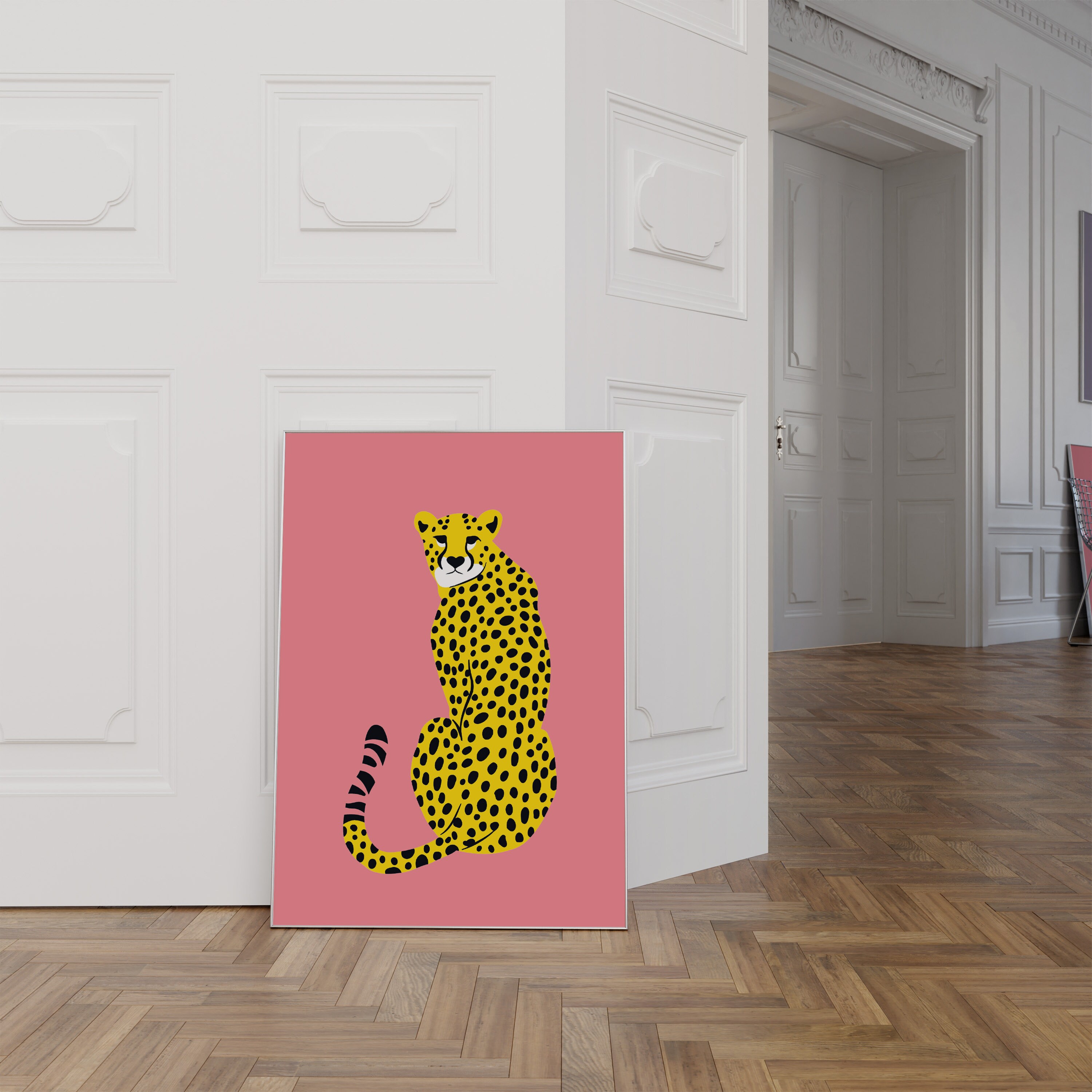 Retro Cheetah Print-pink Leopard Art Print-jungle Poster-minimal ...