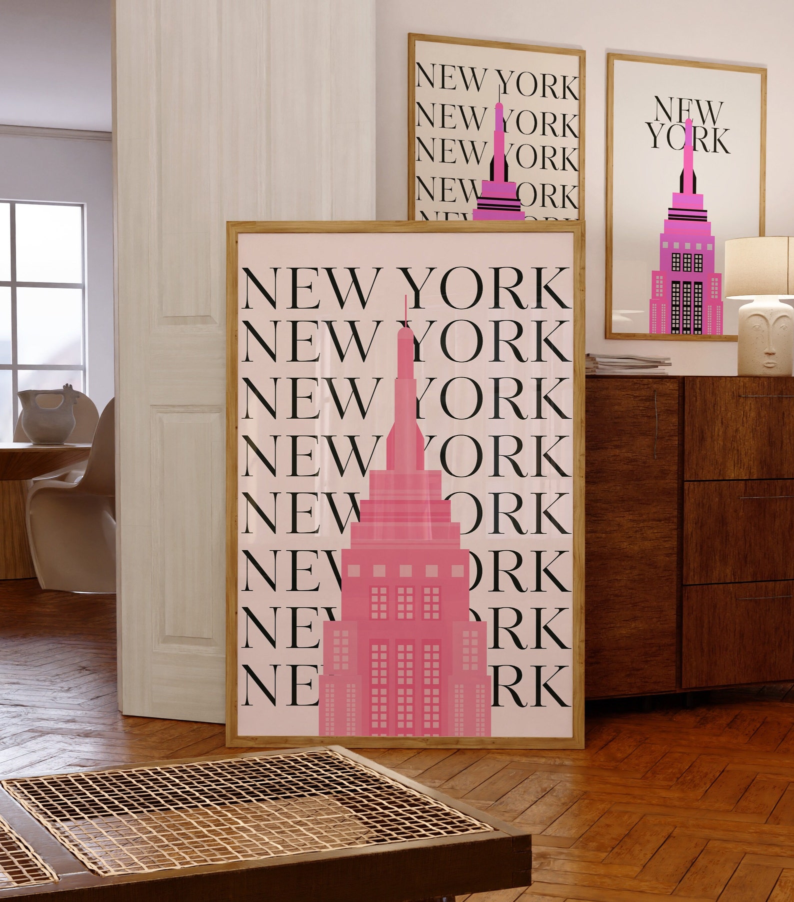 New York City Travel Print-cute Trendy Wall Art-pink NYC Travel ...