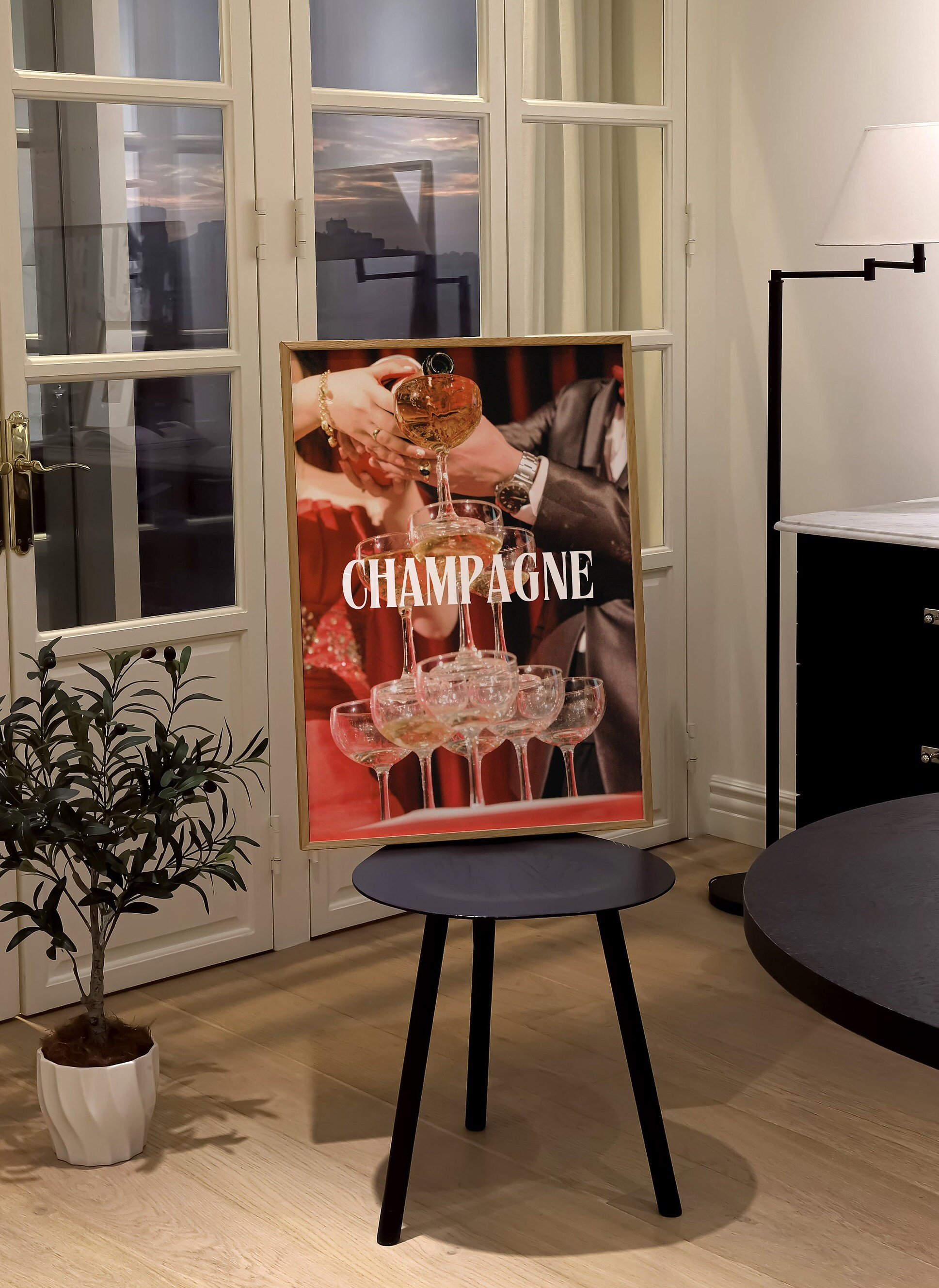 Retro Champagne Tower Poster-aesthetic Girly Bar Cart - Etsy