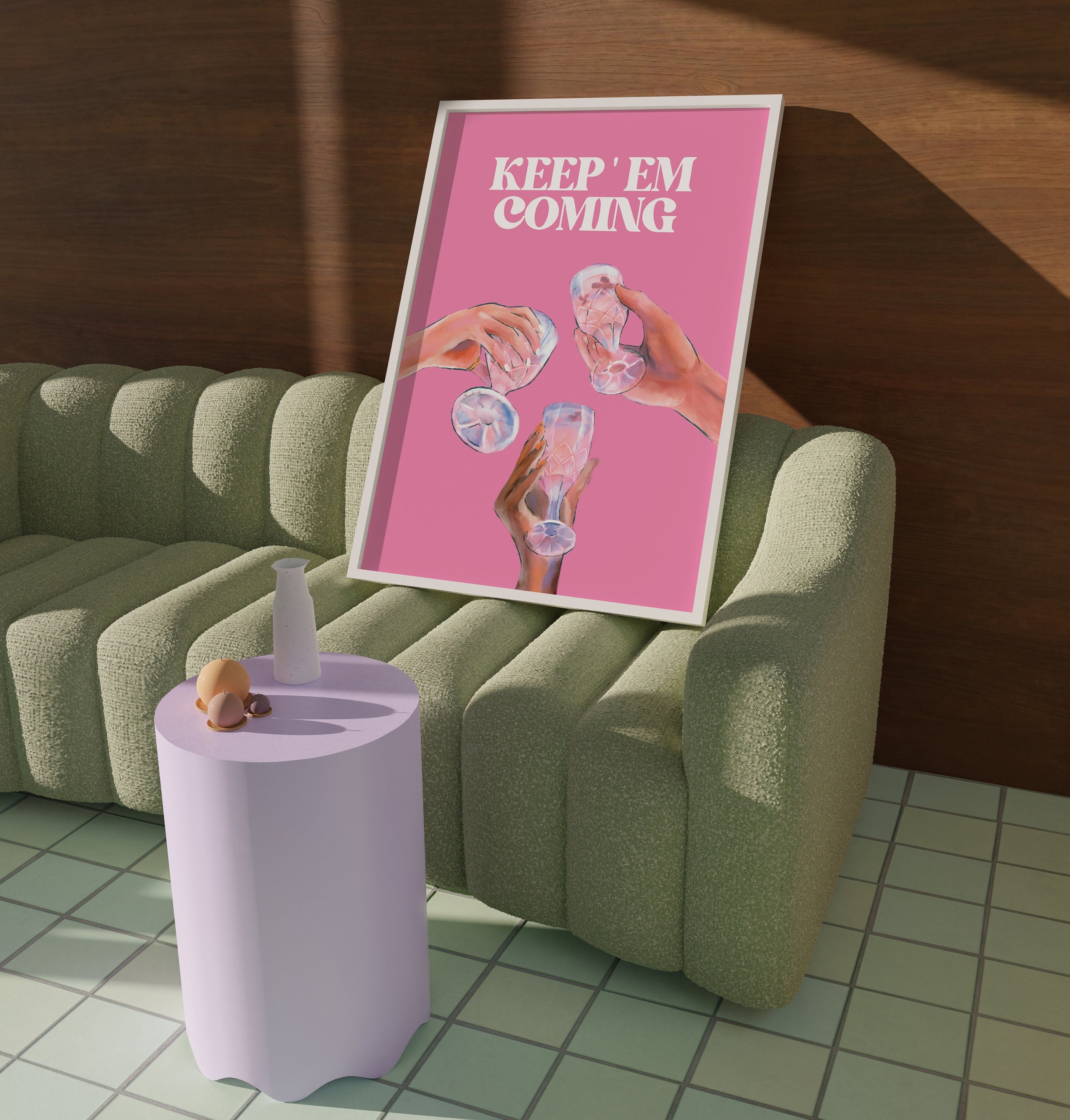 Keep Em Coming Retro Alcohol Print-aesthetic Girly Bar Cart Art-preppy ...