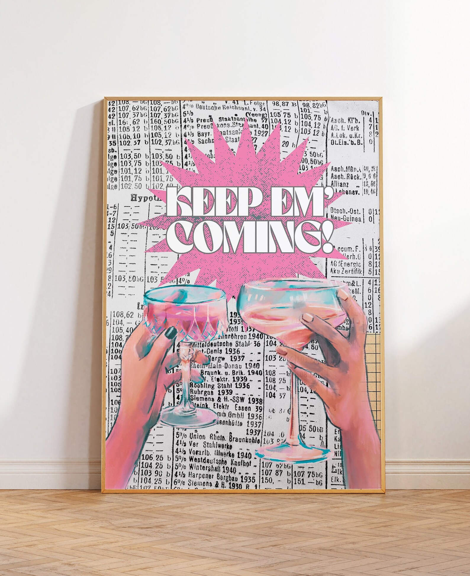 Keep Em Coming Print-retro Bar Cart Art-trendy Newspaper Printable Art ...