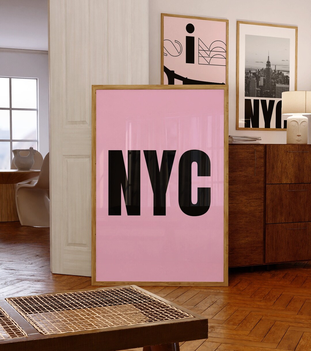 New York City Travel Print-cute Trendy Wall Art-pink NYC Travel ...