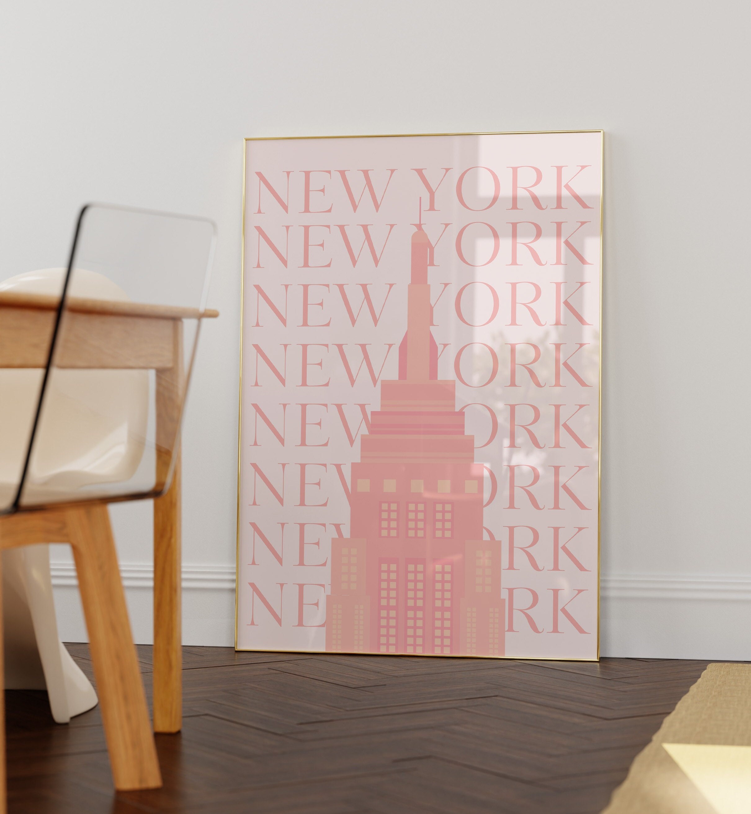 New York City Travel Print-cute Trendy Wall Art-pink NYC Travel ...