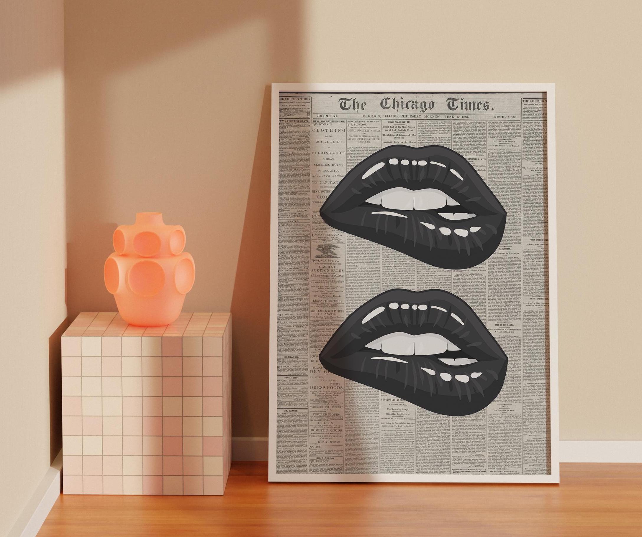 Lips Poster-70s Art Print-wall Print-preppy Poster-trippy Wall Art ...