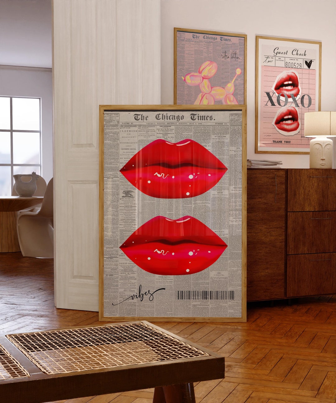 Lips Poster-70s Wall Print-preppy Poster-trendy Wall Print-retro Print ...