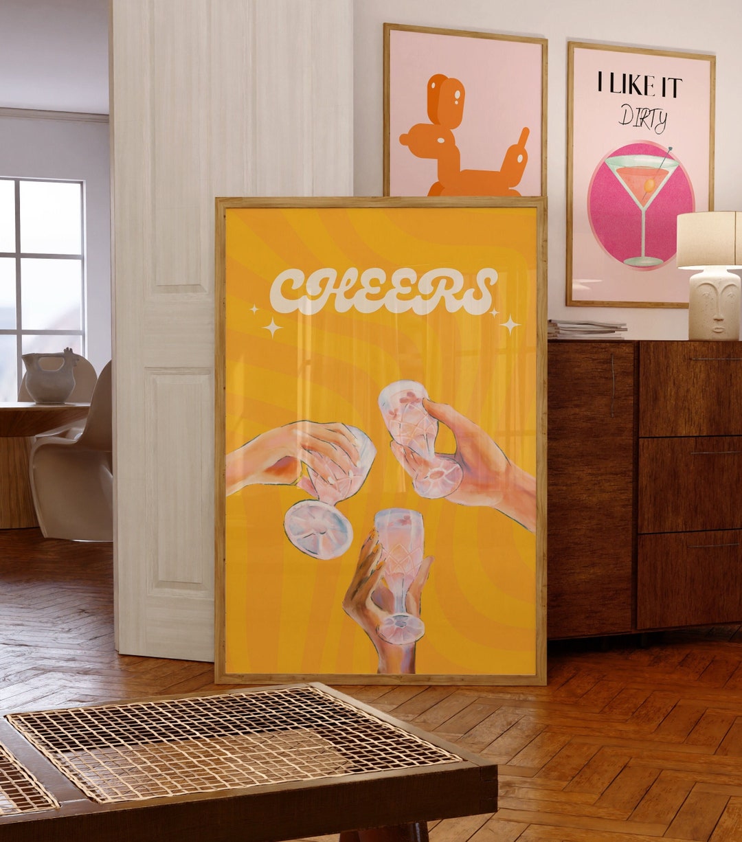 Retro Cheers Art Print-preppy Bar Cart Art Posters Decor-trendy Art ...