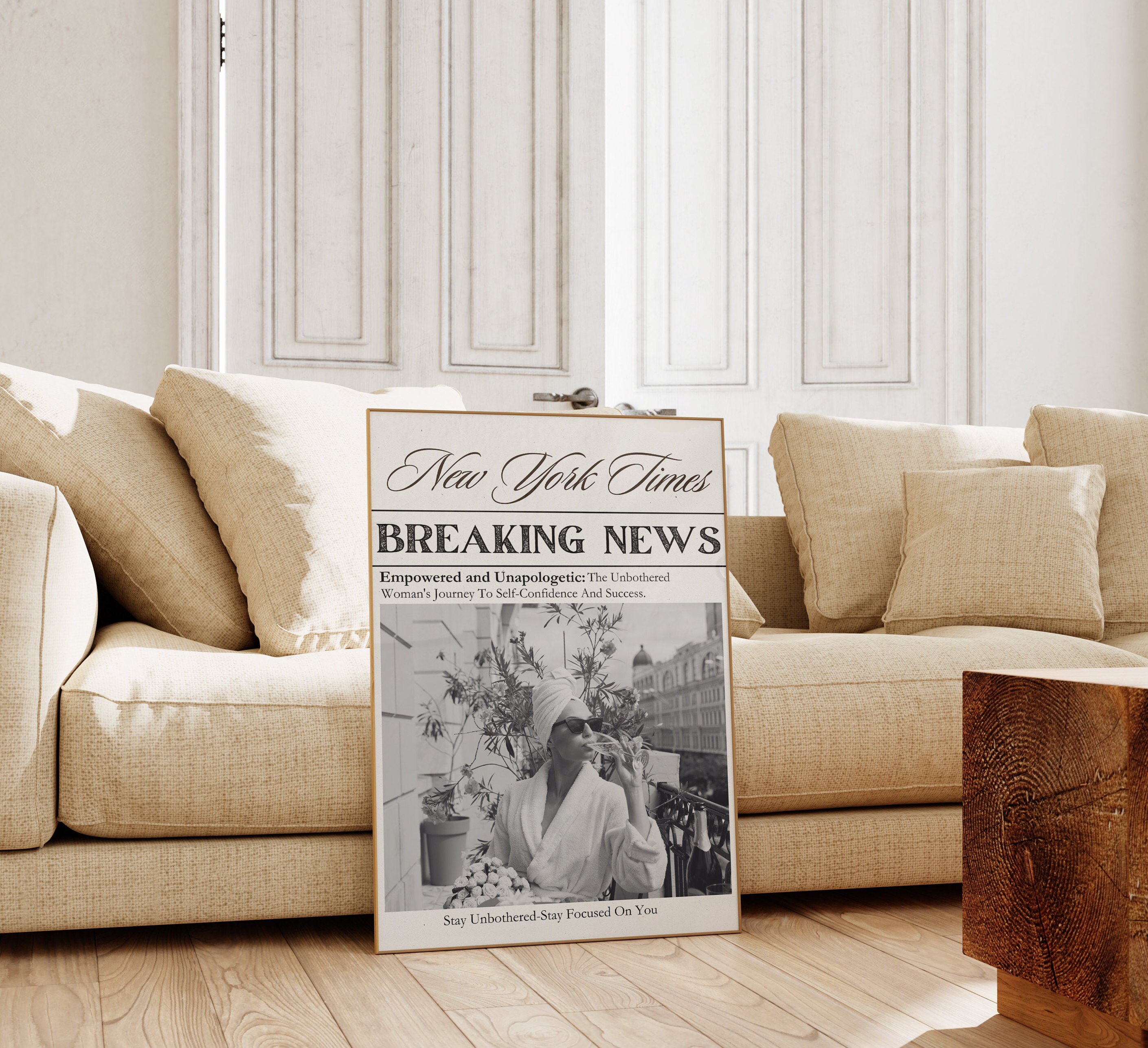 Retro Unbothered Newspaper Wall Art-new York Times - Etsy