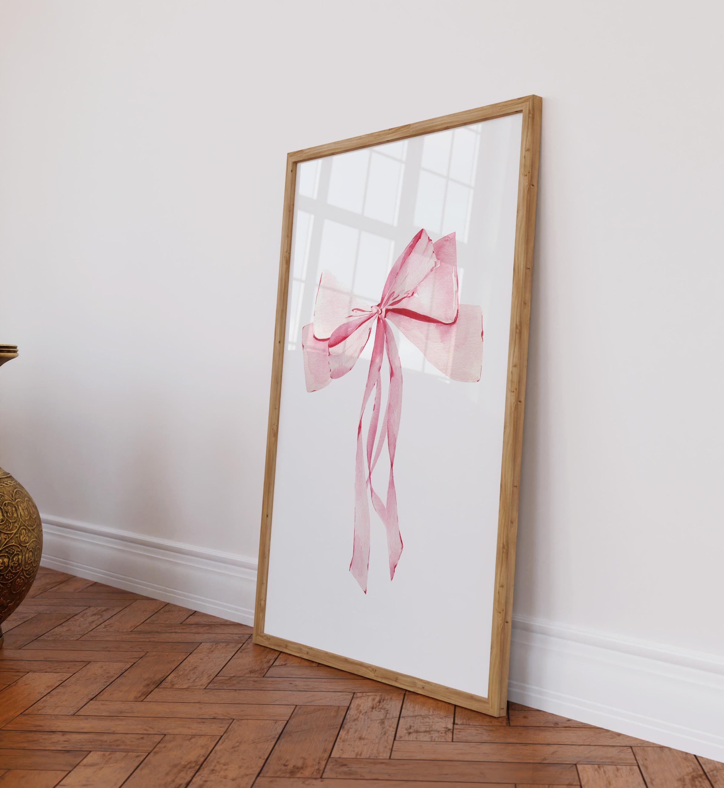 Bow Print Pink, Coquette Aesthetic Print, Pink Nursery Girly Wall Art ...