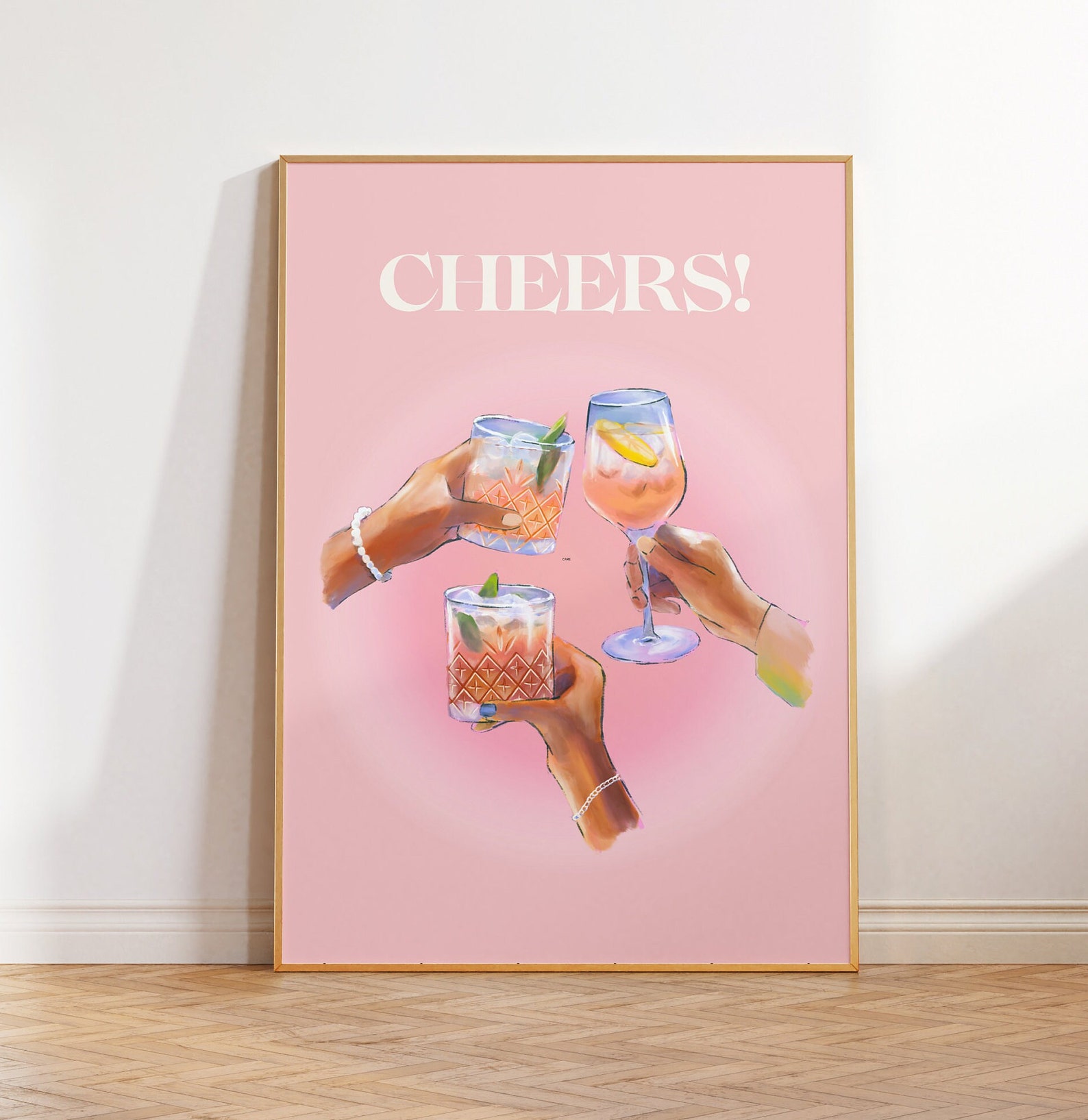 Retro Cheers Art Print-aesthetic Girly Bar Cart Art-preppy - Etsy