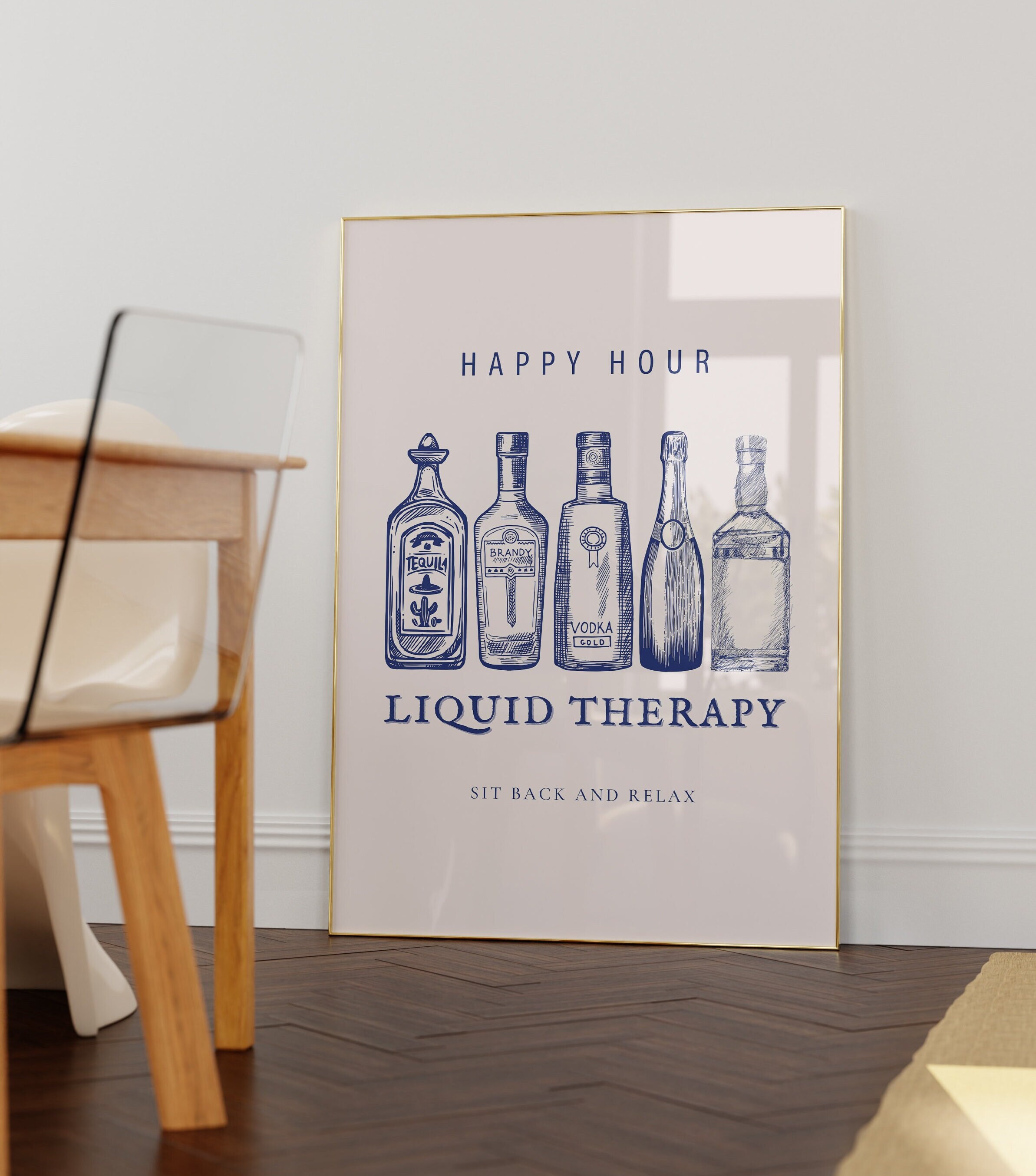 Liquid Therapy Wall Print-retro Tequila Poster-bar Cart - Etsy