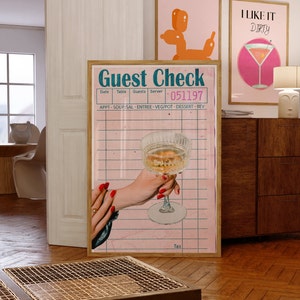 Retro Guest Check Cheers Cocktail Printable Art-trendy Guest Check ...