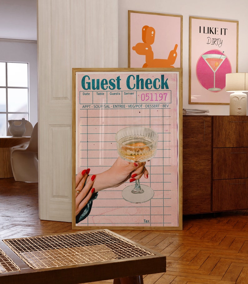 Retro Guest Check Cheers Cocktail Printable Art-trendy Guest Check ...