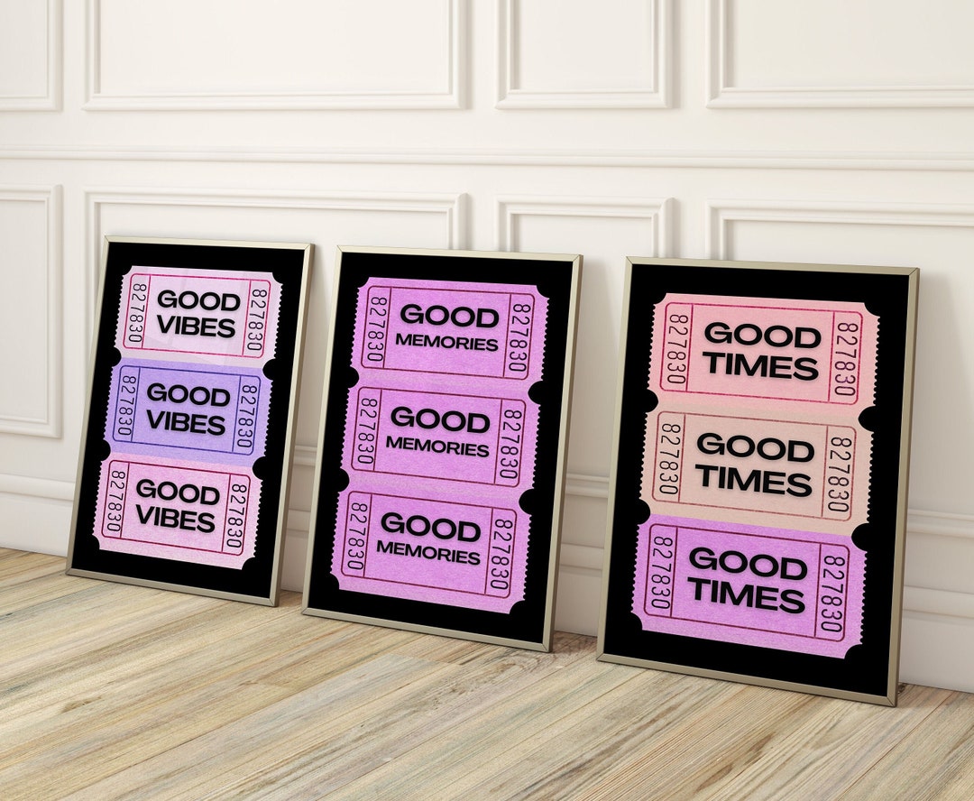 Set of 3 Good Times Ticket Print-preppy Posters-trendy Wall - Etsy