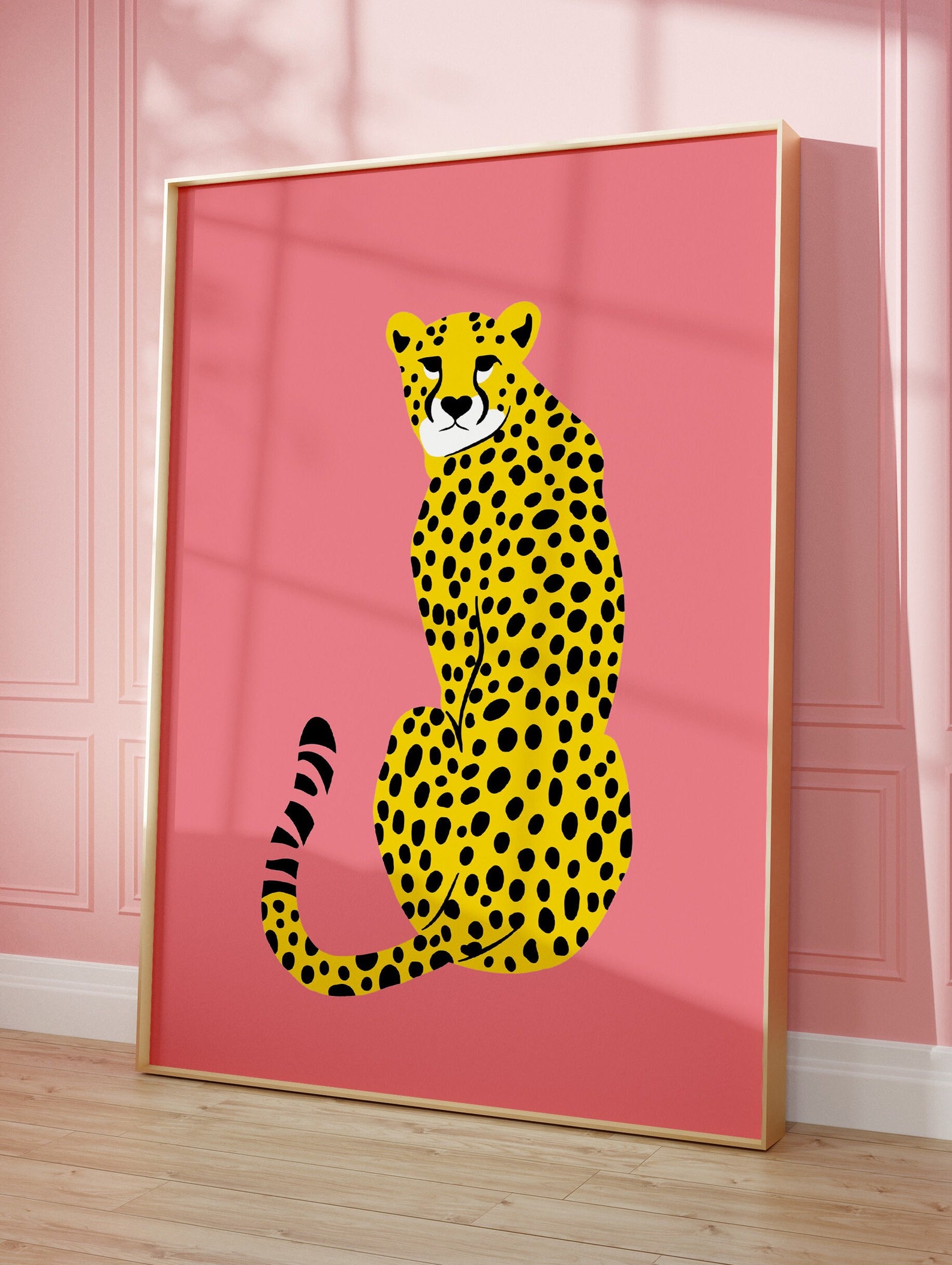 Retro Cheetah Print-pink Leopard Art Print-jungle Poster-minimal ...
