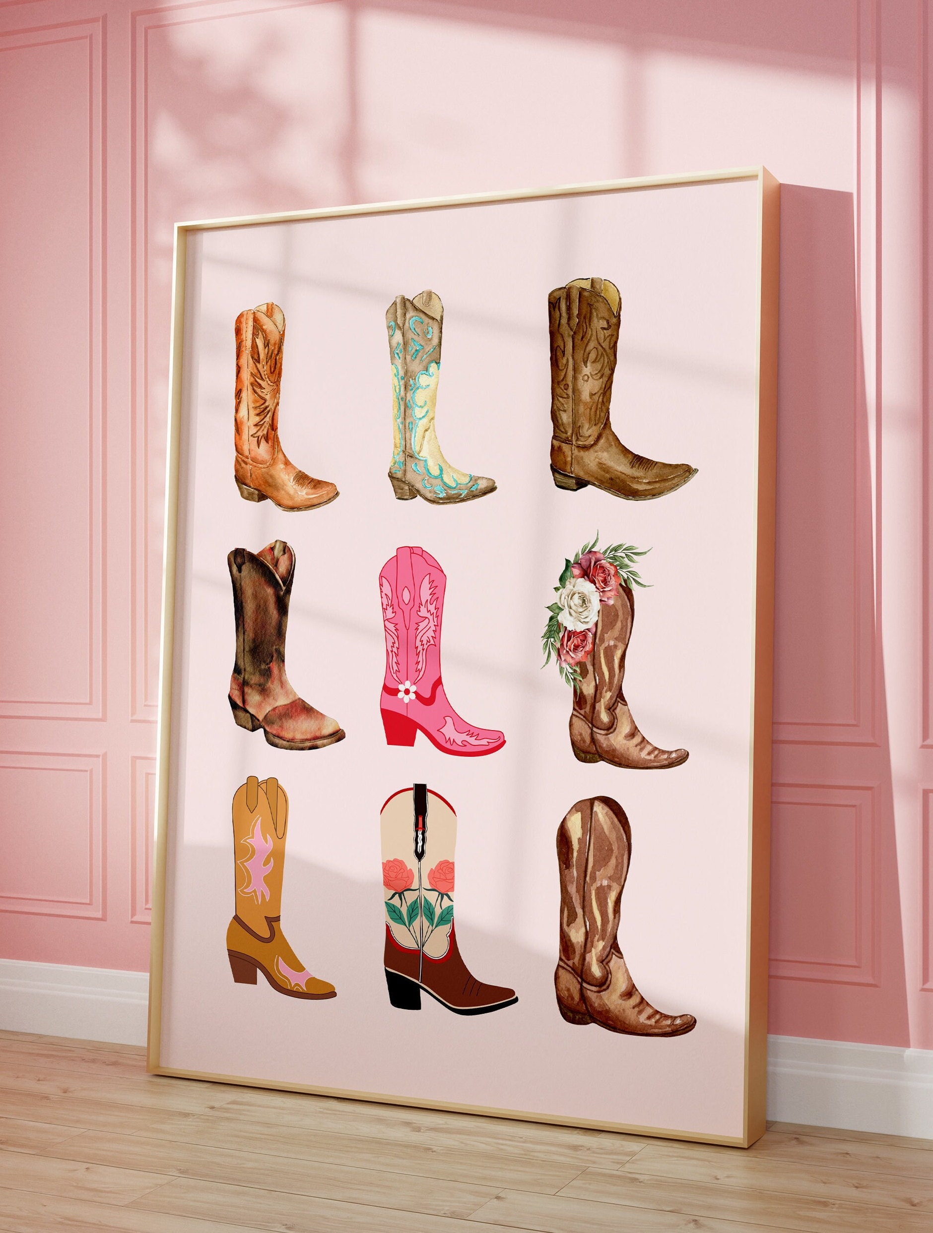 Cowgirl Boots Art Print-preppy Western Wall Art-howdy Rodeo Poster ...