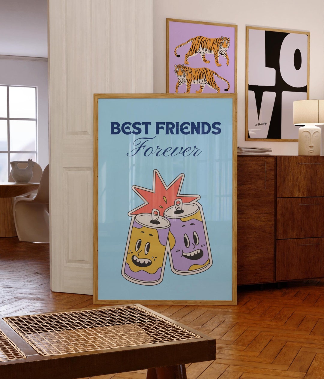 Best Friends Forever Poster-retro Character Wall Art-retro Quote Wall ...