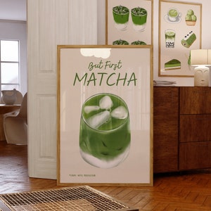 Set of 3 Matcha Kitchen Prints-trendy Matcha Latte Poster Set-retro ...
