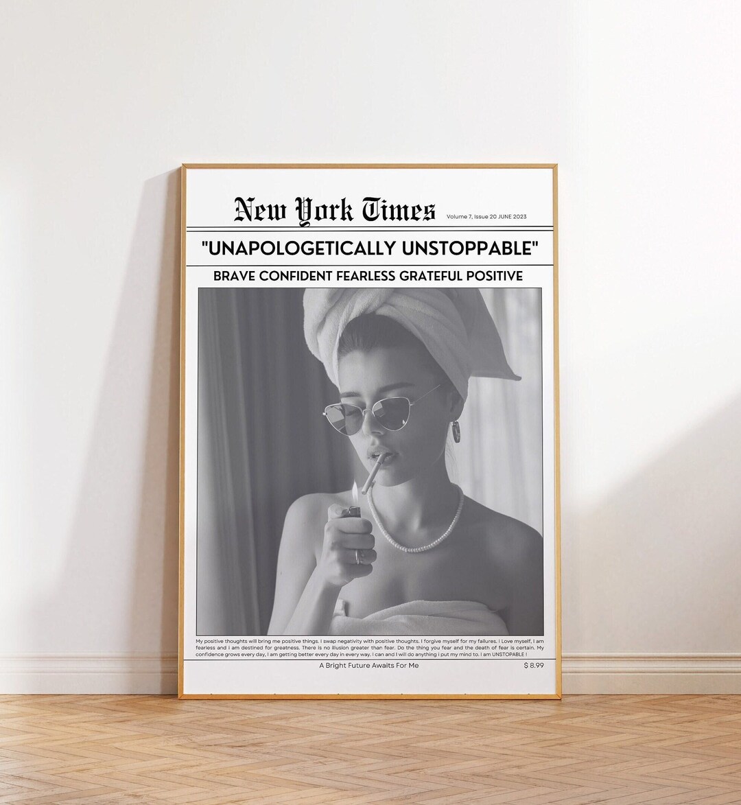 Newspaper Wall Art New York Times Print Retro Vintage Bar Cart Art It 9547