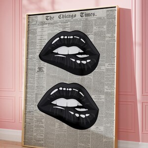 Lips Poster-70s Art Print-wall Print-preppy Poster-trippy Wall Art ...