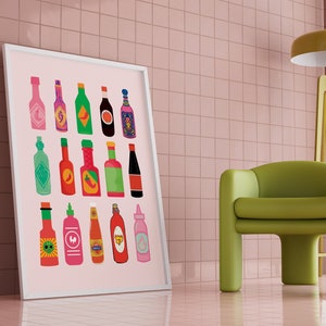 Hot Sauce Illustrated Art Print-mexican Hot Sauce Poster-southern Hot ...