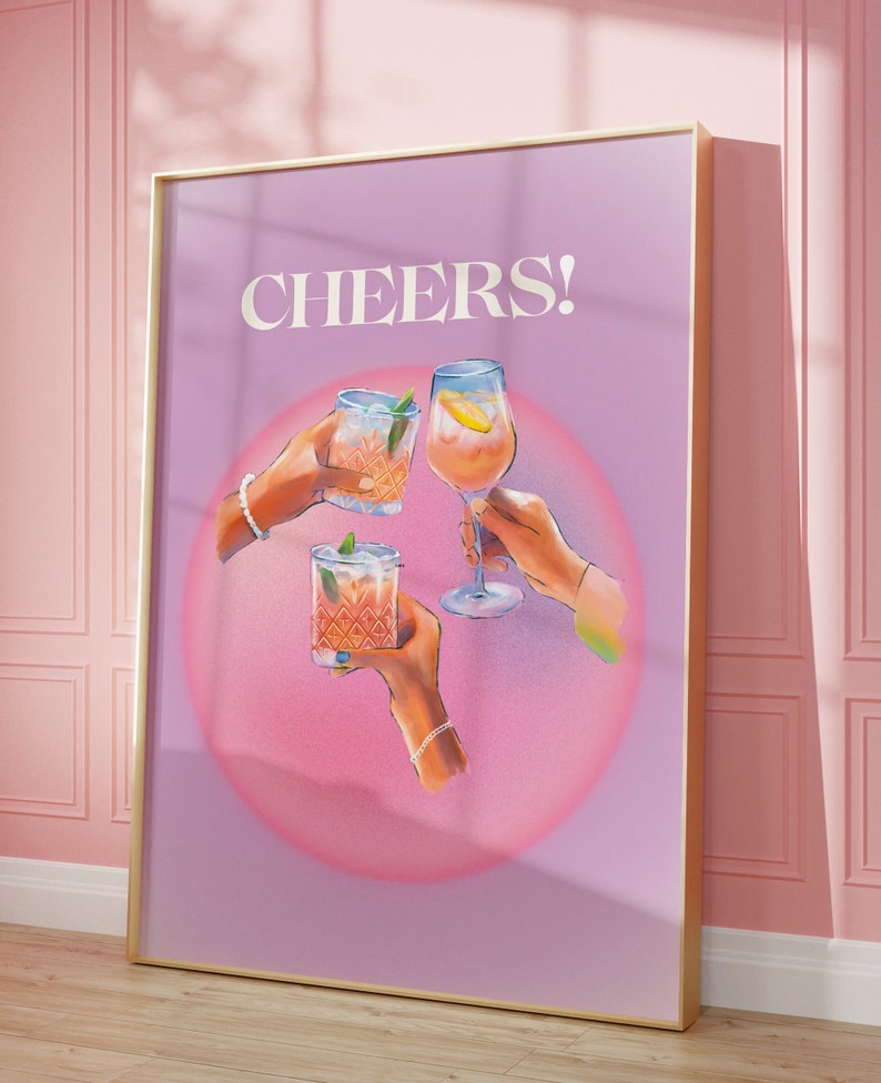 Vintage Cheers Poster-bar Art Print-trendy Art-aesthetic Girly - Etsy