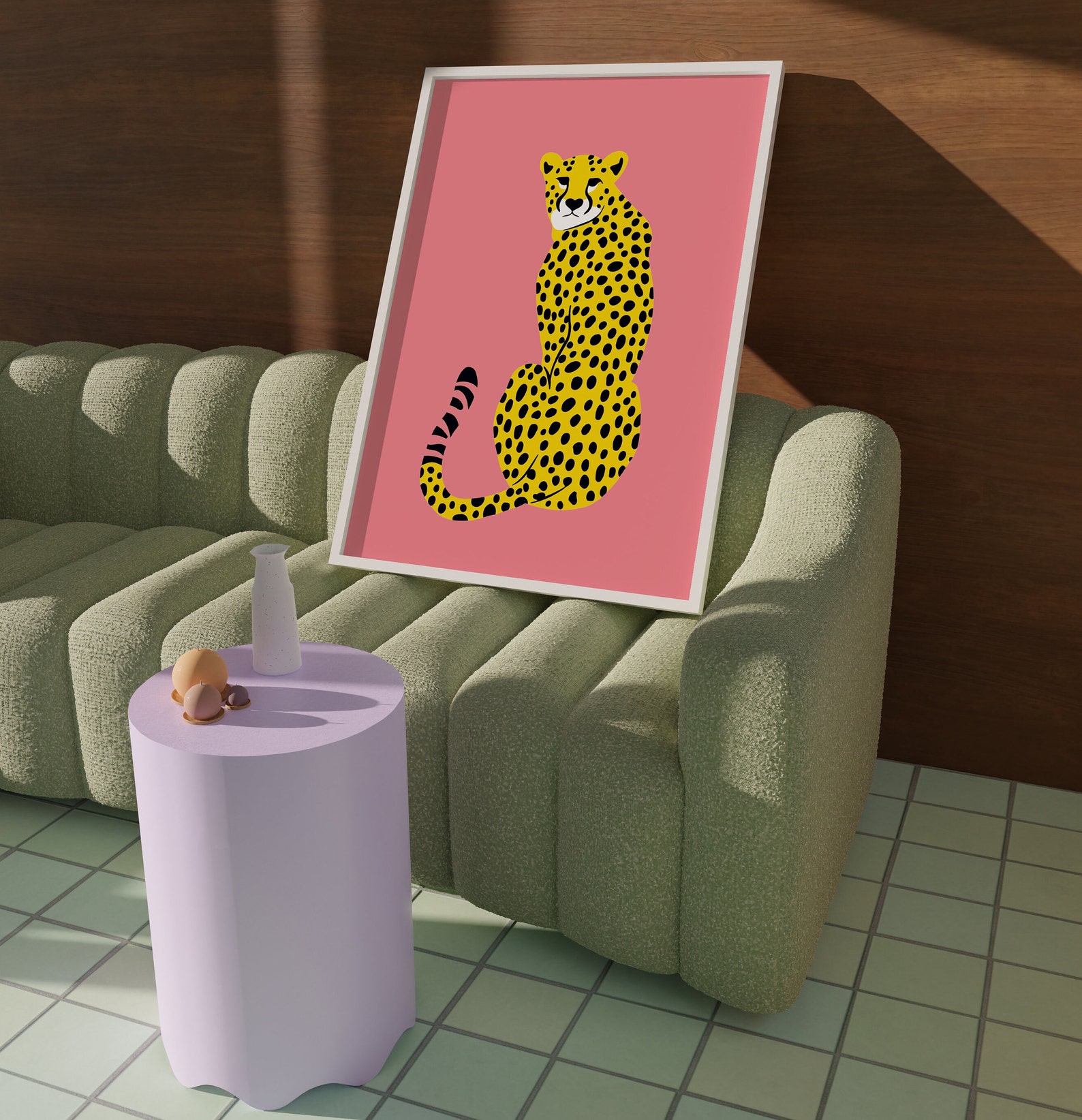 Retro Cheetah Print-pink Leopard Art Print-jungle Poster-minimal ...