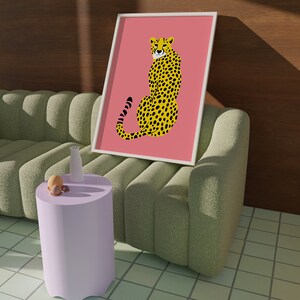 Retro Cheetah Print-pink Leopard Art Print-jungle Poster-minimal ...