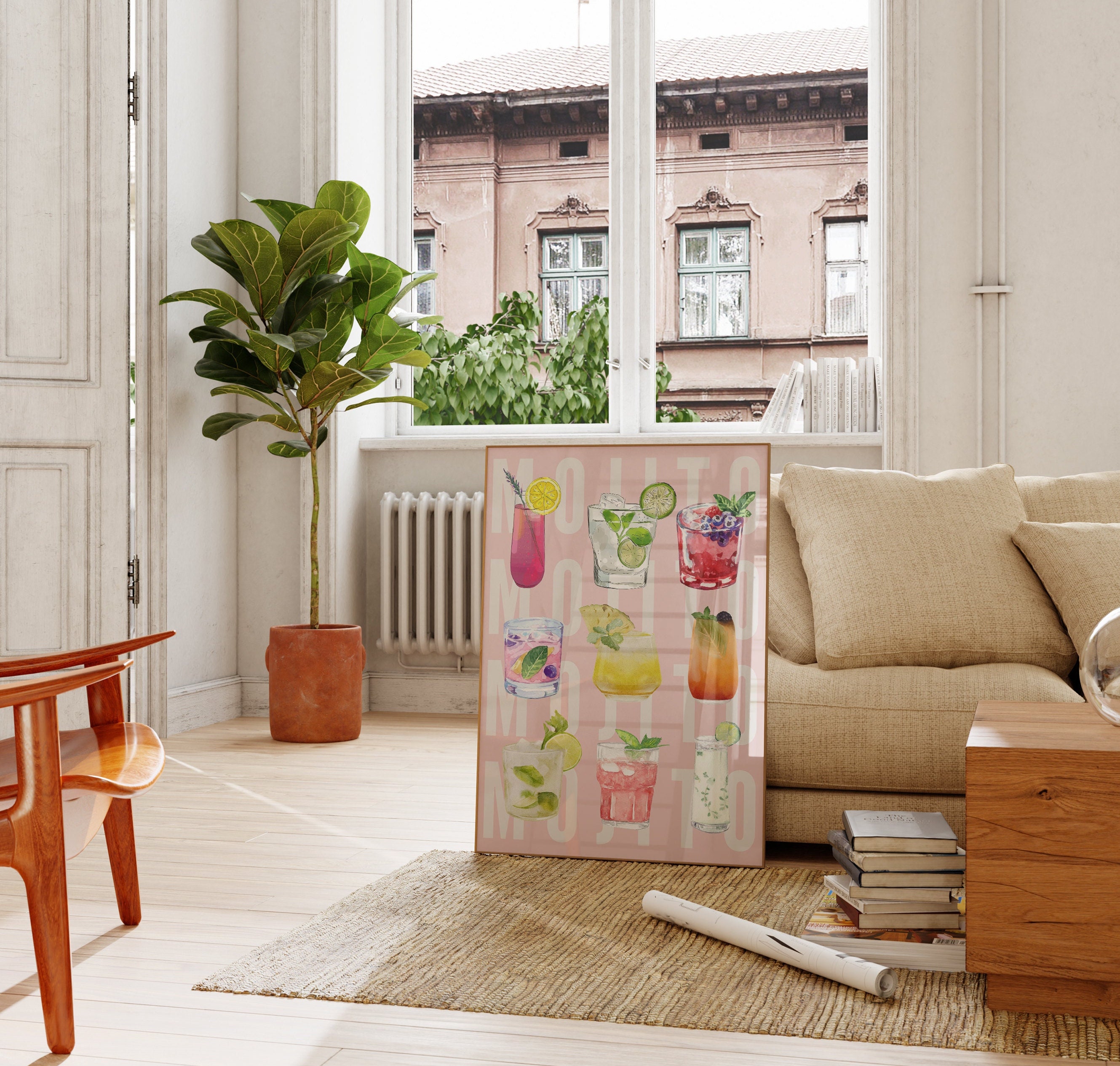 Retro Mojito Cocktail Print-aesthetic Girly Bar Cart - Etsy