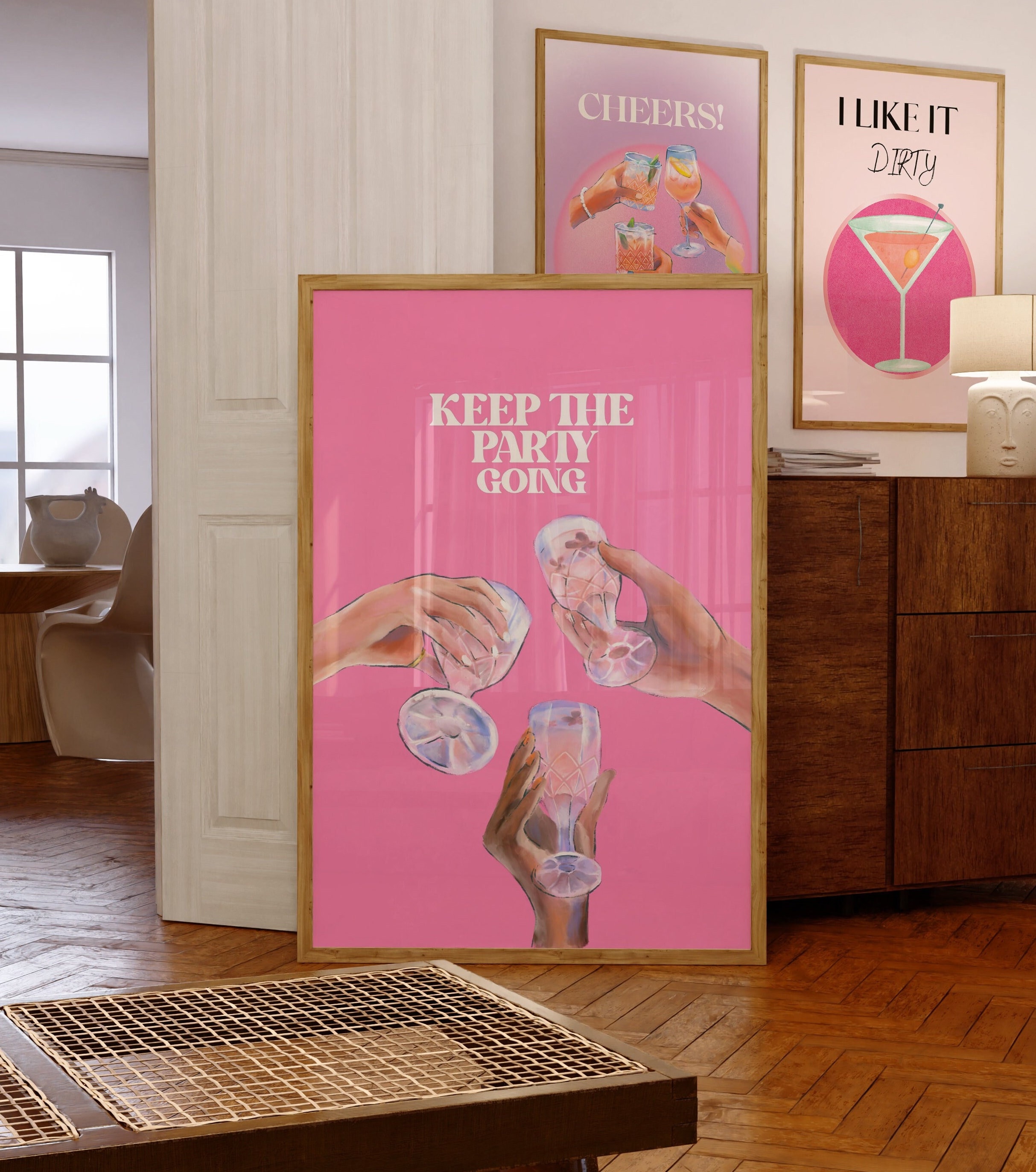 Keep the Pary Going Retro Alcohol Print-aesthetic Girly Bar - Etsy