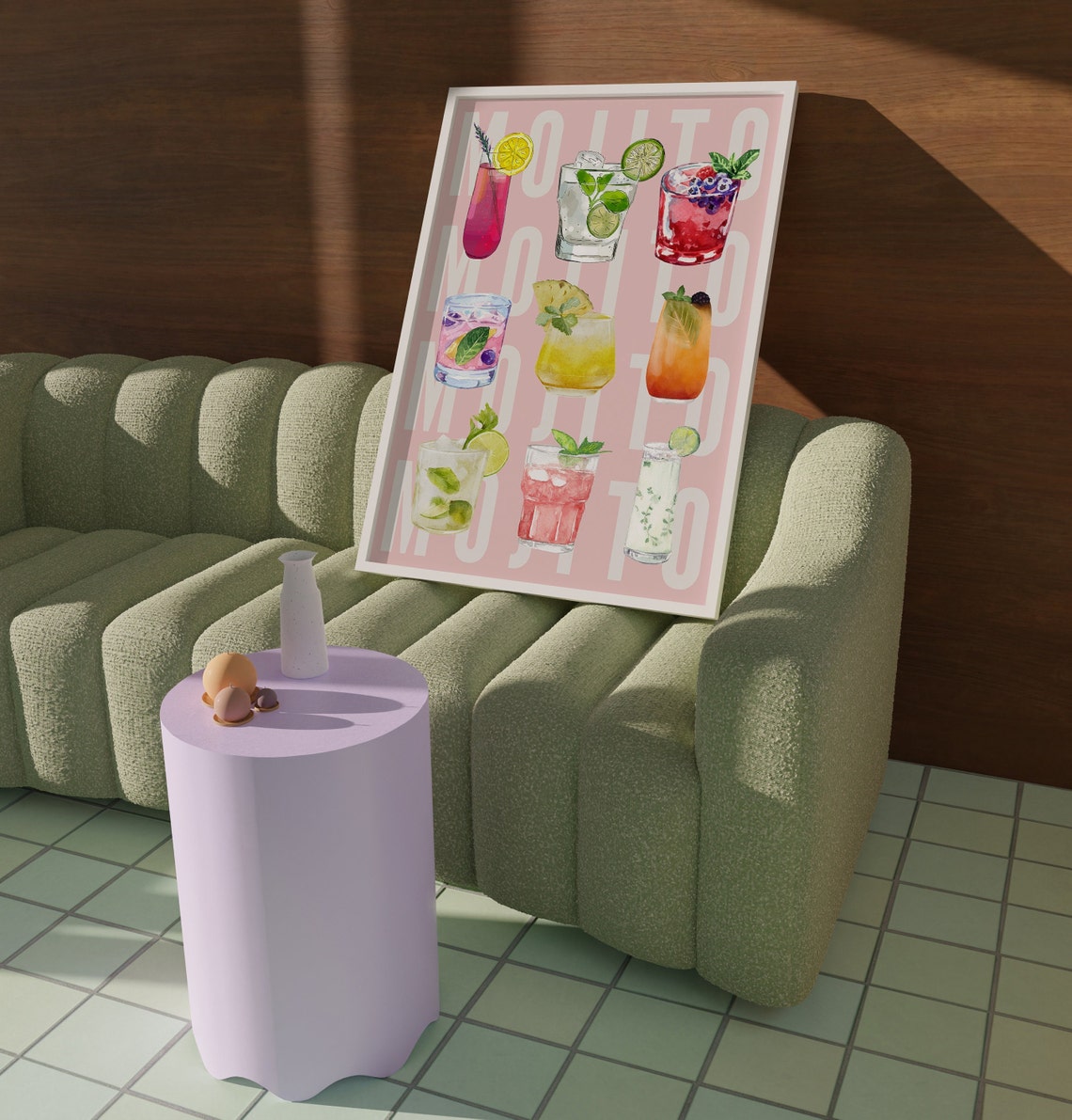 Retro Mojito Cocktail Print-aesthetic Girly Bar Cart - Etsy