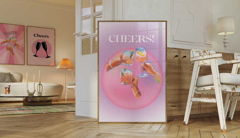 Vintage Cheers Poster-bar Art Print-trendy Art-aesthetic Girly - Etsy