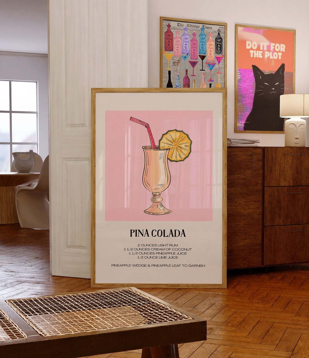 Pina Colada Poster-bar Cart Art-retro Bar Art-trendy Wall Art-cocktails ...