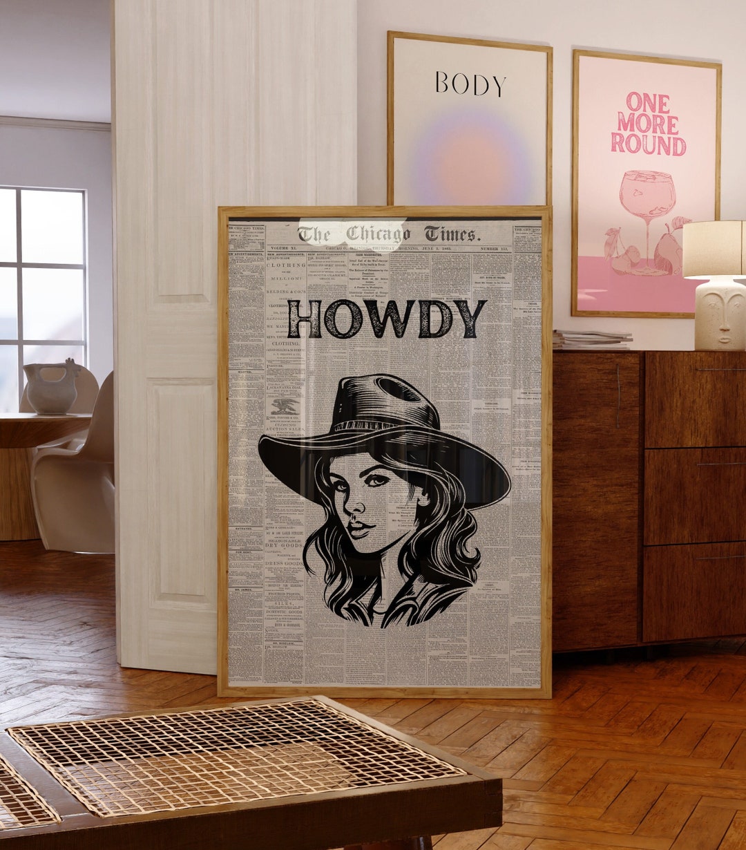 Howdy Poster-cowgirl Art-western Art Print-wild West Art-trendy Wall ...