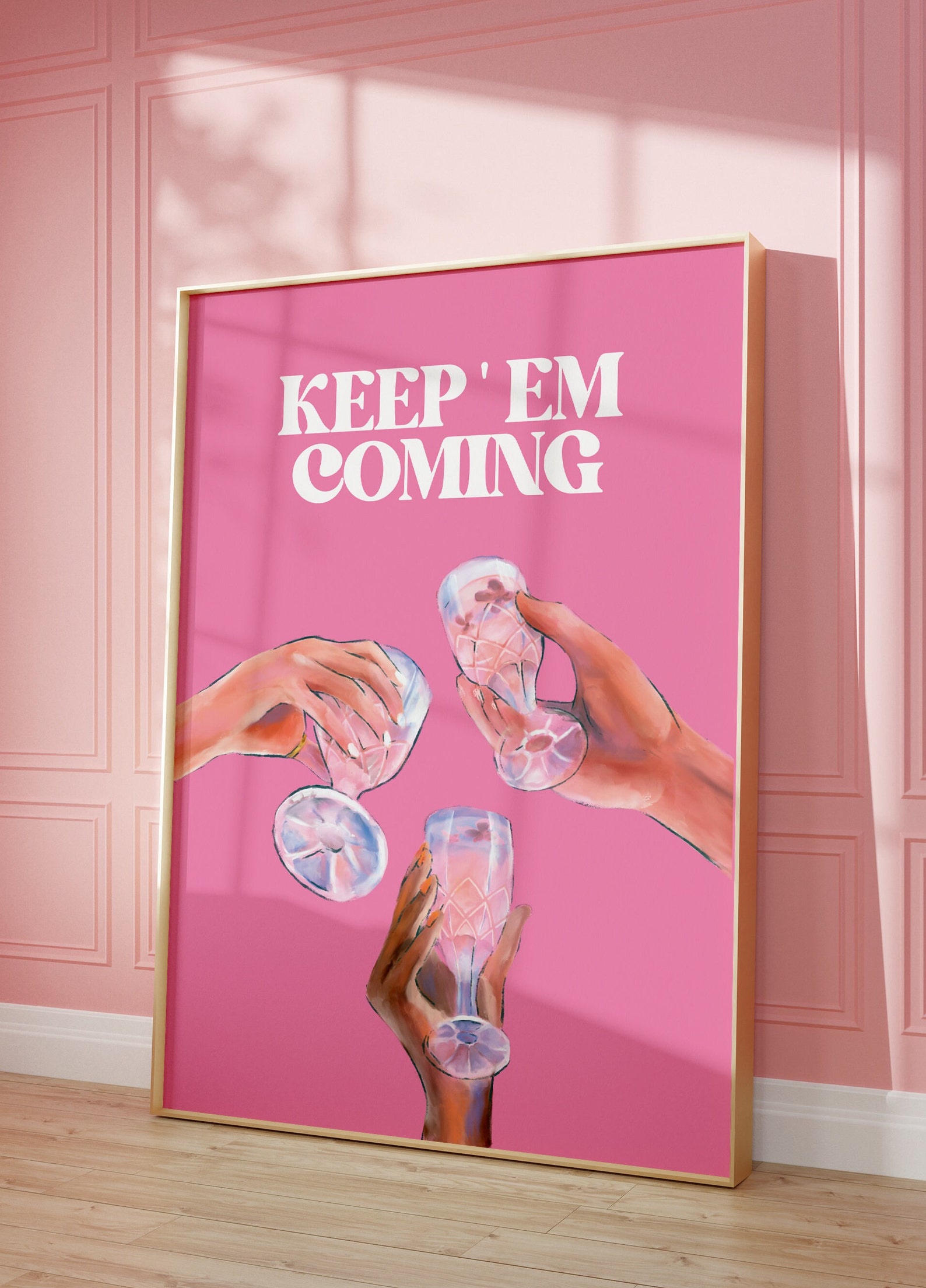Keep Em Coming Retro Alcohol Print-aesthetic Girly Bar Cart Art-preppy ...