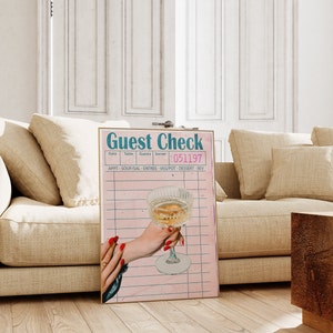Retro Guest Check Cheers Cocktail Printable Art-trendy Guest Check ...