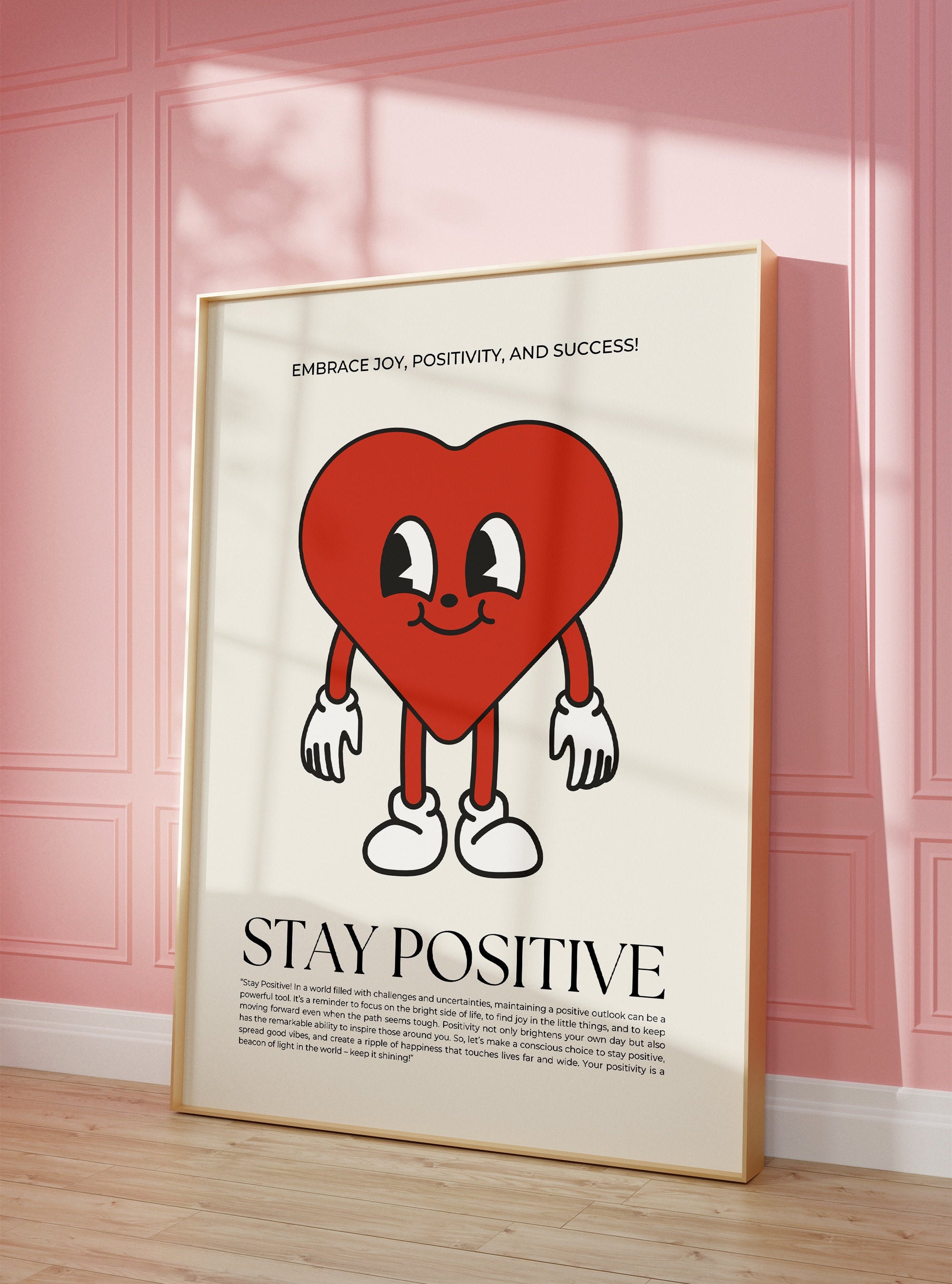 Bleib positiv Print-Retro Wand Kunst Print-Retro Cartoon Charakter-70er ...