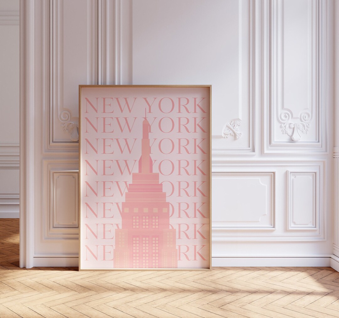 New York City Travel Print-cute Trendy Wall Art-pink NYC Travel ...
