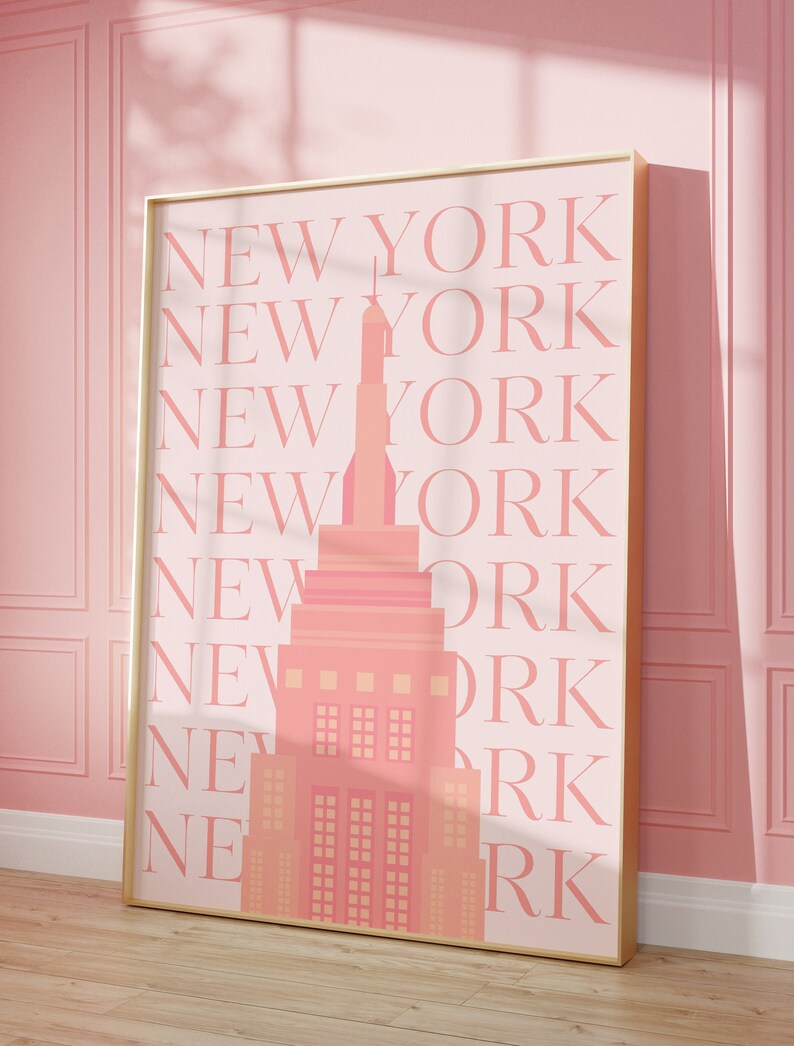 New York City Travel Print-cute Trendy Wall Art-pink NYC Travel ...